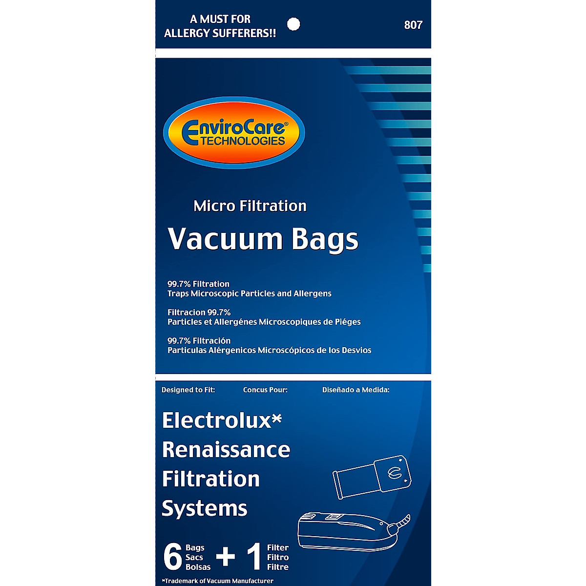 EnviroCare Replacement Micro Filtration Vacuum Cleaner Dust Bags Designed to Fit Electrolux Renaissance Style R Canisters 6 Bags and 1 Filter