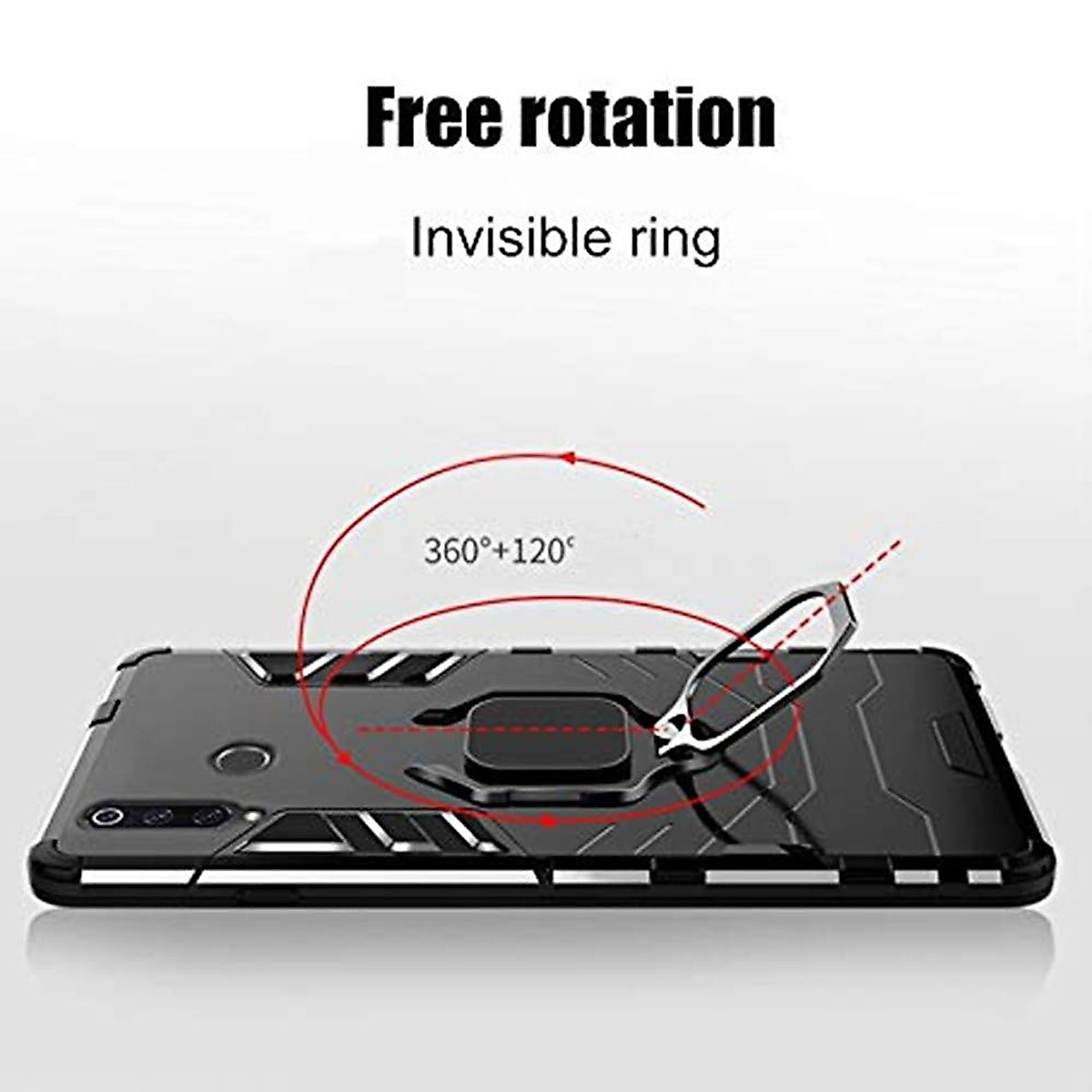 DuoLide for Huawei P30 Lite Case, 2 in 1 Hybrid Heavy Duty Armor Shockproof Defender Kickstand Dual Layer Bumper Hard Back Case Cover Tempered Glass Screen Protector，Black
