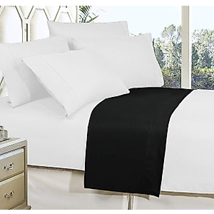 Elegant Comfort Premium Hotel Quality 1-Piece Flat Sheet, Luxury and Softest 1500 Premium Hotel Quality Microfiber Bedding Flat Sheet, Wrinkle-Free, Stain-Resistant, California King, Black