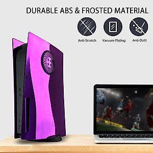 Faceplate with RGB Light Strip for PS5 DOBEWINGDELOU Glossy Face Plate 400+ Effects LED Light Ring Console Cover for P5 Disc Edition DIY Decoration Kit Accessories Electroplating Purple