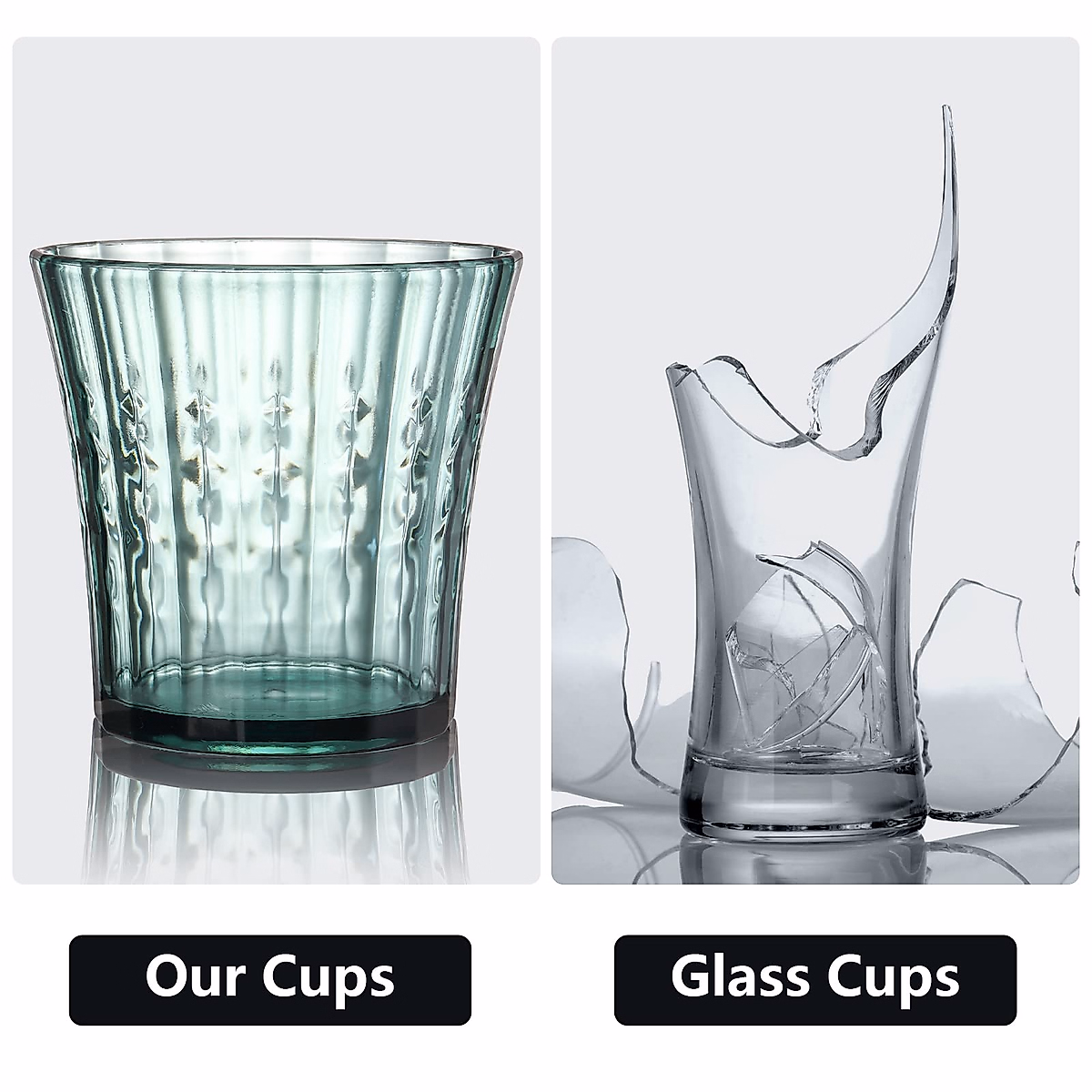 AVLA 12 Pack Plastic Water Tumblers, 10 OZ Unbreakable Acrylic Drinking Glasses, Transparent Reusable Juice Wine Cup, BPA-free Small Stackable Kids Drinkware for Home, Picnic, Party, Dishwasher Safe