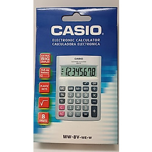 Casio MW-8V-WE-W Electronic Desktop Calculator with 8-Digit Extra Big Display