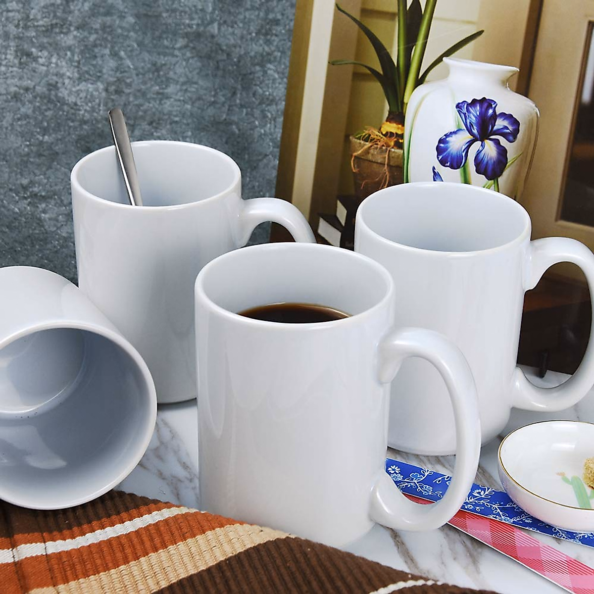 ARTONUSA 15 OZ Sublimation Coated Blank Mugs with Brown Mail Order Box, Case of 18 Pieces