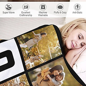 Top Mom Custom Blankets with Photos Soft Personalized Blanket Made in USA 6 Photo Blanket for Mom Women Men Friends Kids Personalized Gifts Christmas Halloween Mothers Day Anniversary Throws Bed Sofa