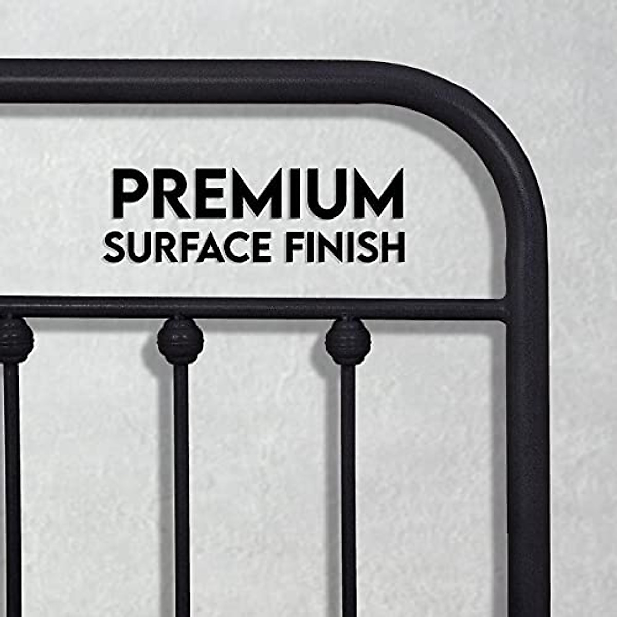 AMBEE21 Vintage Queen Metal Bed Frame with Headboard and Footboard Platform / Wrought Iron / Heavy Duty/ Solid Metal Slat / Textured Black / No Box Spring Needed/ Industrial & Farmhouse