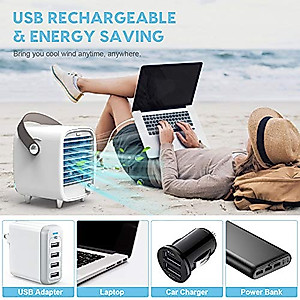 Portable Air Conditioner Fan for Office - Mini Desktop Evaporative Air Car Amplifier Cooling Fan, Adjustable Direction, Build-in Ice Tray Water Tank, Zero Noise Personal Cooler for Small Room Dorm