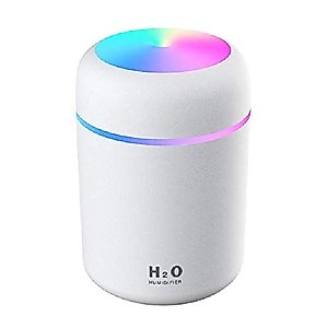 Colorful Cool Mini Humidifier, USB Personal Desktop Humidifier for Bedroom,Office Room, Car,etc. Auto Shut-Off, 2 Mist Modes, Super Quiet. (White)