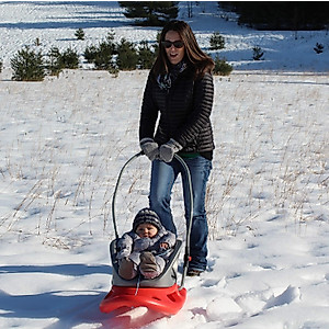 Flexible Flyer Portable Snow Stroller Baby Sled. Toddler Boggan Infant Sleigh, red, 33 x 14 x 17 inches