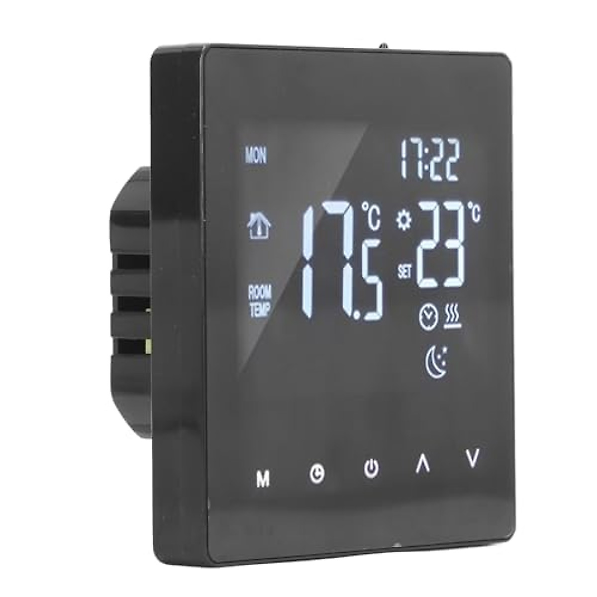 Digital Thermostat, AC90‑240V Programmable Thermostat NTC Temperature Sensor Energy Saving Versatile Double Temperature Display for Floor Heating (K2MRH3A)
