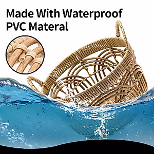 Handmade Woven Round Plastic Basket with Handle - Home Organizing, Storage Baskets, Shelf Basket, Cloth Storage, Toy Storage, Decorative Storage - Medium