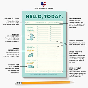 Curious Charts Commission Hello, Today - To Do List Pad - Kitty - 6 x 9 inches