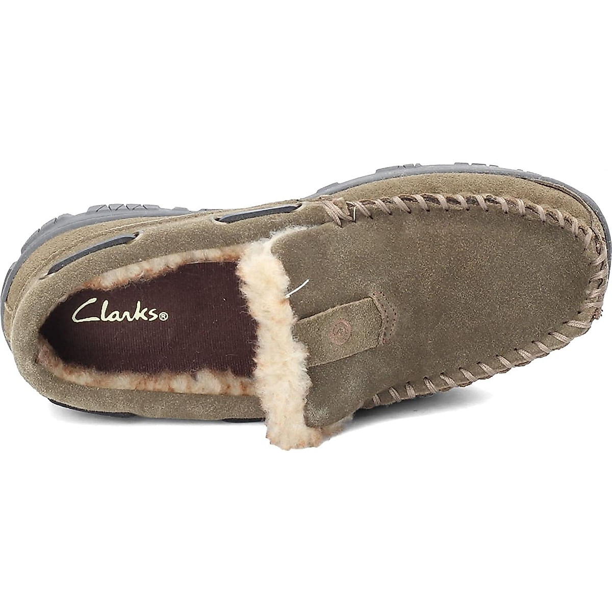 Clarks Mens Slippers Suede Venetian Moccasin Indoor & Outdoor Warm And Cozy House Slippers For Men (11 M US, Sage)