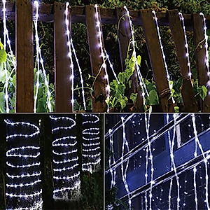 50ft 360 LED Rope Lights Outdoor, Connectable and Flexible Tube Lights with 8 Modes, Waterproof Indoor Outdoor LED Rope Lighting for Deck, Garden, Pool, Patio, Wedding, Xmas Decorations (White)