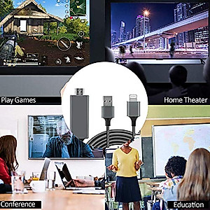 [Apple MFi Certified]Compatible with iPhone iPad to HDMI Adapter Cable,1080P Digital AV Connector Cord for iPhone12/11/11pro max/XR/XS/X/8/7 iPad Pro Air Mini iPod to TV/Projector/Monitor-6.6ft Black