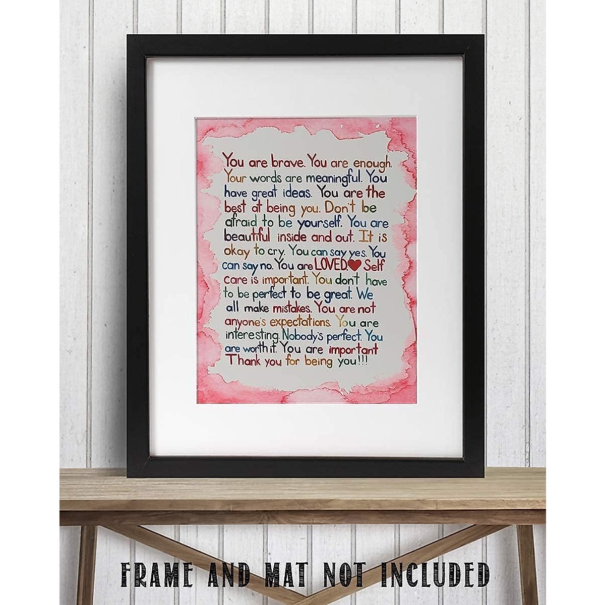 You Are Brave Inspirational Wall Art Print – Motivational Wall Decor for Home, Office, Bedroom, Classroom & School - Unframed 8x10" Poster Print Gift for Boys & Girls (Pink)