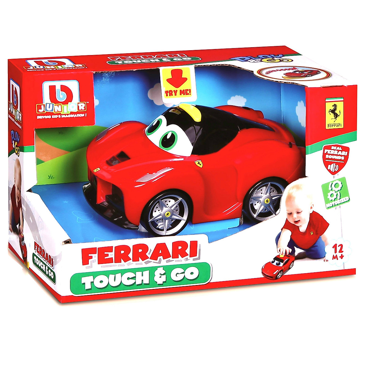 BB Junior Play & Go Ferrari Touch & Go, Assorted Cars, 1-Pack, Red