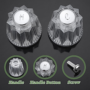 Shower Knob Replacement Compatible with Price Pfister Contessa & Windsor Tub and Shower Faucet Shower Knobs, Shower Knobs 2 Piece Replacement for Pfister Shower Handle Replacement, Clear Acrylic