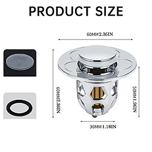 BILIKEYU Sink Drain Stoppers 2024 Newest Sink Stopper with Hair Catcher Washbasin Water Head Plug Bathroom Sink Drain Strainer for 1.341.57in Drain Hole Bathtub Drain Home Tools (A, One Size)