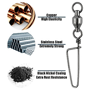 Dr.Fish 20 Pack Ball Bearing Swivels with Snap, Snap Swivels Fishing Tackle Stainless Saltwater & Freshwater Coast Lock Fishing Clips Terminal Tackle Line Lure Leader Connector 35LB