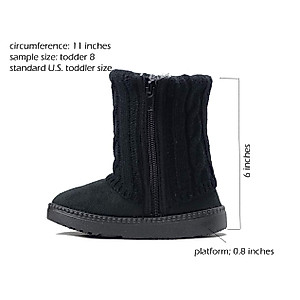 REDVOLUTION Kids Boots Toddler Girls Cute 2 Buttons Faux Fur Suede Knitting Shoe | 285 (Toddler 10, Black)