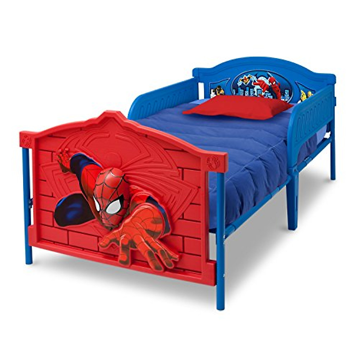 Delta Children Plastic 3D-Footboard Twin Bed, Marvel Spider-Man Snooze 6 inch Memory Foam Twin Mattress (Bundle)