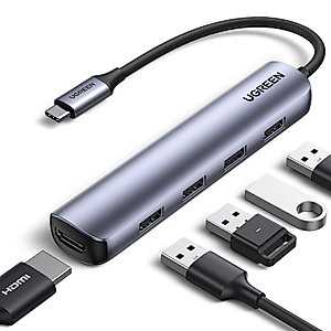UGREEN USB C Hub HDMI 4K with 4 Ports USB 3.0 5Gbps 5 in 1 USB C to HDMI Adapter Multiport USB Compatible with iPhone 16 Plus Pro Max 15 MacBook iPad Pro Air 2024 Surface Pro Galaxy S24 Tab S9