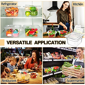 Geetery 12 Pack 1/6 Size 4'' Deep Polycarbonate Food Pan with Lid Clear Stackable Plastic Pan Restaurant Food Storage Containers with Hinged Lids for Hotel Supplies