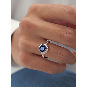 Gobaalele 1.3cttw Promise Rings Simulated Yellow Diamond Cubic Zirconia Ring Radiant Cut Sterling Silver Ring for Women (Round1.3CT, 5)