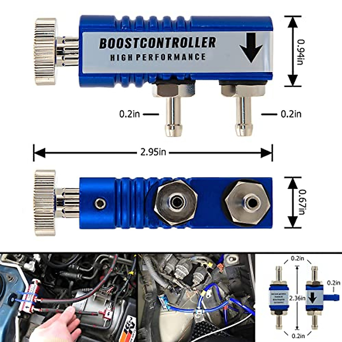 BELOMI Turbo Engine Controller Kit, Universal 1-30 PSI Manual Turbo Boost Controller, Aluminum Adjustable Boost Bleed Valve, Vehicle Interior Modification Accessories for Most Car (Blue)