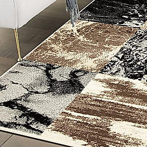 SUPERIOR Indoor Large Area Rug, Modern Abstract Style with Jute Backing, Floor Decor for Office, Living Room, Dorm, Kitchen, Dining, Entryway, Hardwood Throw, Brentwood Collection, 8' x 10', Beige