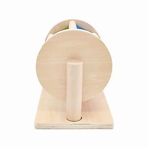 XJYQJD Montessori Spinning Drum Montessori Baby Toys for 6-12 Months Old, Wooden Spinning Rainbow Montessori Drum Rolling Toys for Babies Infant Toy for Boys Girls Newborn Gift