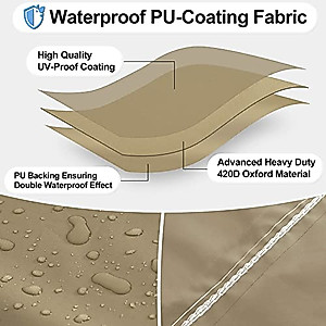 OutdoorLines Outdoor Waterproof Furniture Chair Cover - UV-Resistant Patio Lawn Chair Covers for Outdoor Furniture Windproof Heavy Duty Chair Covering, 2 Packs, 33.5Wx31.5Dx36H Inches, Camel