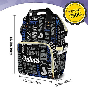 ZAACUSTOM Custom Name Boy Baby Bags, Nylon Personalized Diaper Bag Backpack for Baby Boy Mom, Large Capacity, Waterproof, Multifunctional, Adjustable Shoulder Straps