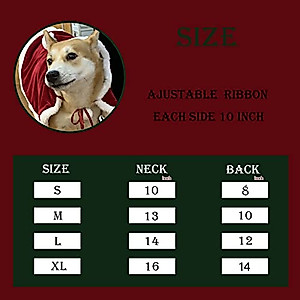 NW Warm Soft Velvet Cape Cat Costume, Pet Dog Santa Clothes Cloak,Puppy Xmas Claus Costumes Apparel Party Clothing Cape Adjustable Ribbon Dog Costume Large Sized Dog (S)