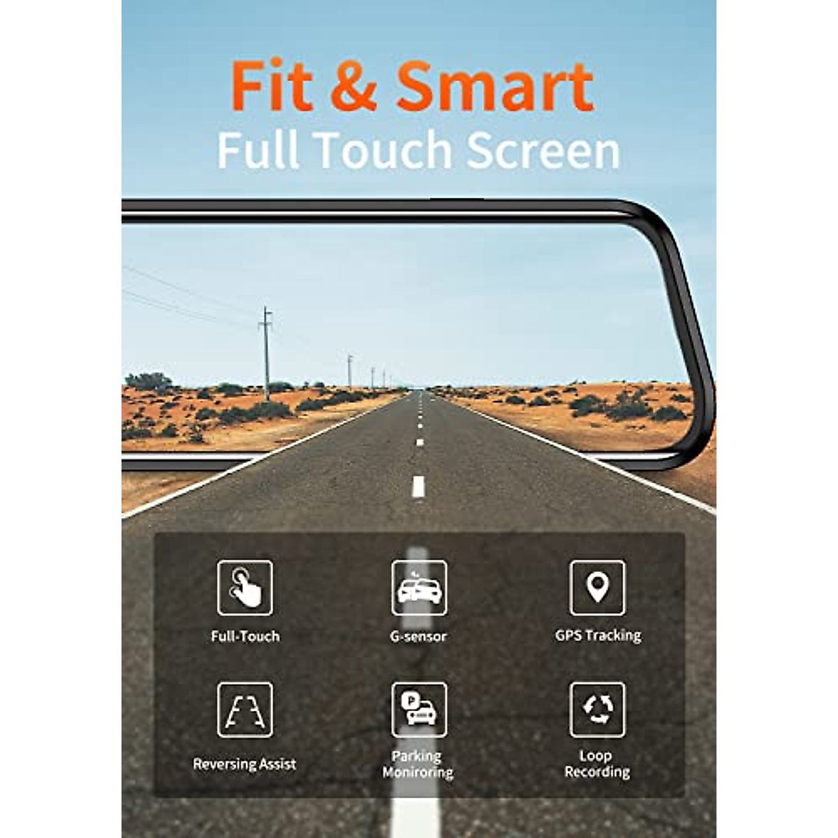 WOLFBOX 2.5K Dash Cam Mirror for Car, Rear View Mirror Camera with 10" IPS Full Touch Screen, Dual Dash Camera 1440P Front and Rear Mirror with 1080P Backup Camera, Free TF Card & GPS