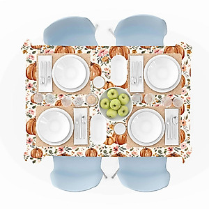 3 Pack Pumpkin Tablecloths Baby Shower Table Cover, Fall Thanksgiving Autumn Harvest Pumkpin Baby Shower Decorations, 108" x 54" Floral Little Pumpkin Birthday Party Supplies for Boys Girls