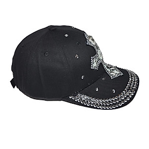 Popfizzy Bling Baseball Cap for Women and Girls, Fun Bedazzled Hats, Shiny Rhinestone Denim and Diamond Hat, Sparkly Gifts
