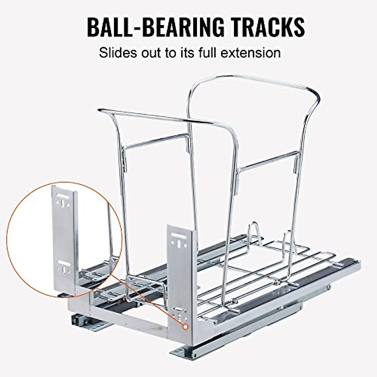 VEVOR Pull Out Trash Can, 37 Quart Recycling Bin with Silent Slide, 110 lbs Load Capacity Heavy Duty Garbage Under Mount Kitchen Waste Container for Kitchen Cabinet, Sink