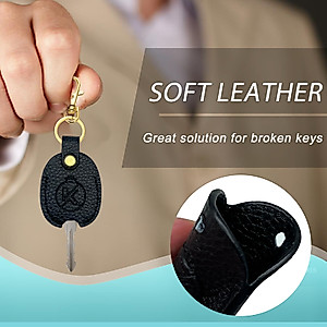 KRSURERICHER Leather Key Sleeve for Broken Key, Key Fod Protector, Car Key Loop Replacment, Key Cover Keychain for Women, Men