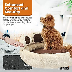 Neatki Orthopedic Ultra Soft, Cozy Plush Pet Bed (35" x 35.5" x 13.5"), for Medium to Large Dogs, Memory Foam, Water-Resistant, Removable Washable Cover, Nonskid Bottom (Brown, Paw-Shaped)