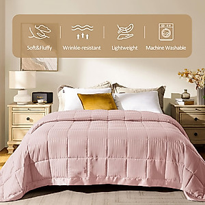 downluxe King Size Blanket with Satin Trim, Lightweight Down Alternative King Blanket for All Season, Machine Washable (Baby Pink, 90x108 Inch)
