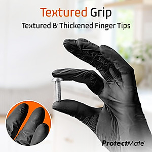 Protectmate 5 Mil Black Nitrile Gloves for Food Prep - Textured Food Prep Gloves - Food Handling Gloves Disposable Latex Free Gloves for Cooking, Catering, Food Service - Medium (Box of 100)