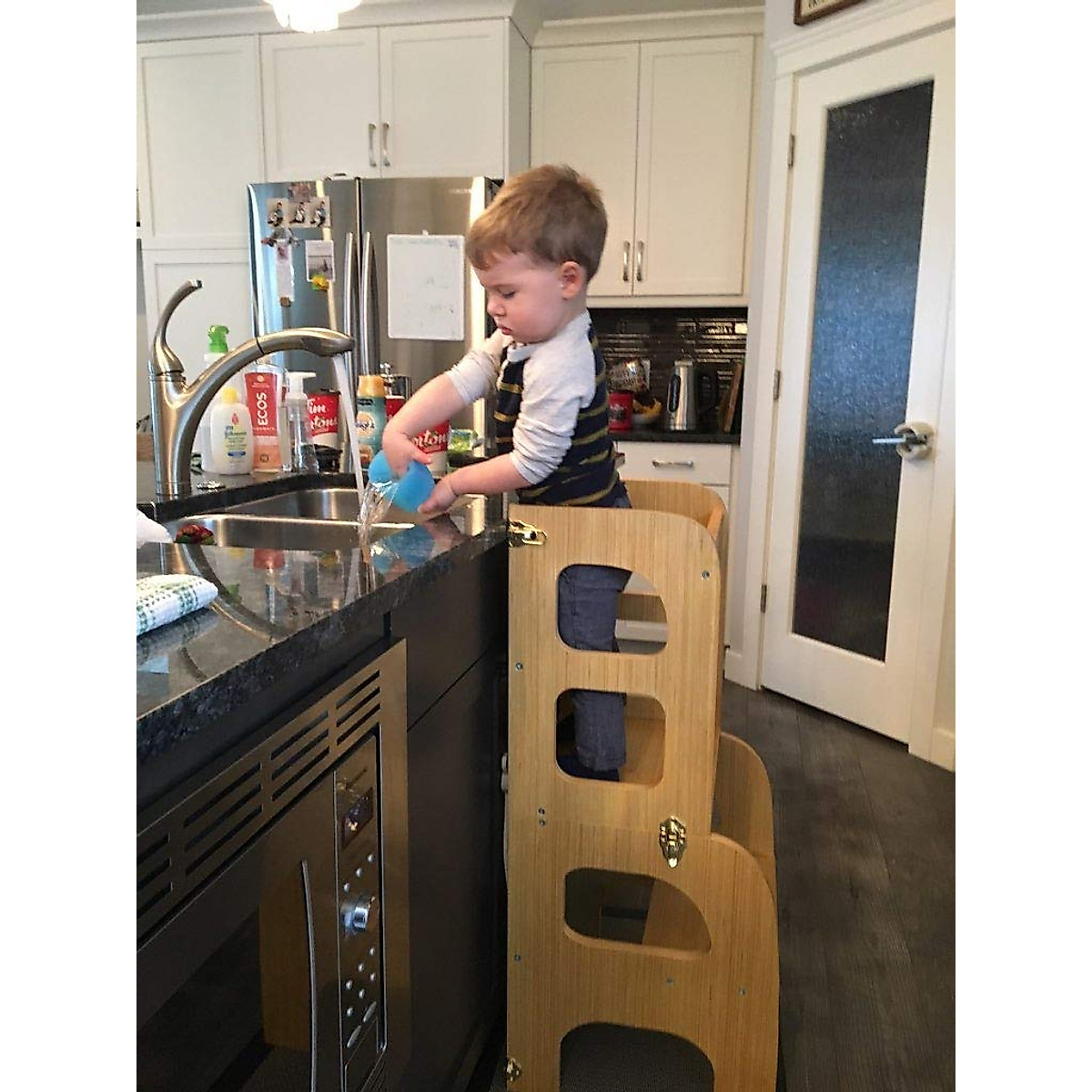 Exception Woodcrafts Convertible Tower,Convertible Helper tower - table/chair Step'n'Sit all-in-one, Montessori learning stool, kitchen step stool