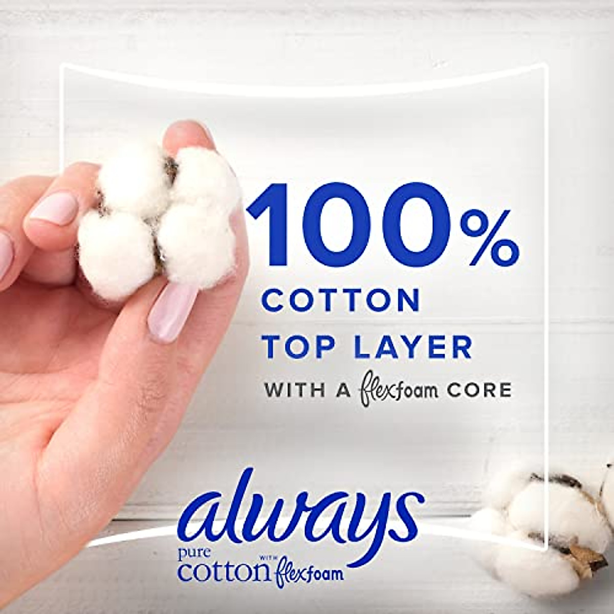 Always Pure Cotton, Feminine Pads For Women, Size 1 Regular Absorbency, Multipack, With Flexfoam, With Wings, Unscented, 28 Count x 3 Packs (84 Count total)