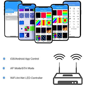 TOPXCDZ SP801E WiFi Art-Net Magic LED Controller LED Matrix Panel Module WS2812B WS2811 Light Strip Wireless Control iOS Android DC5-24V