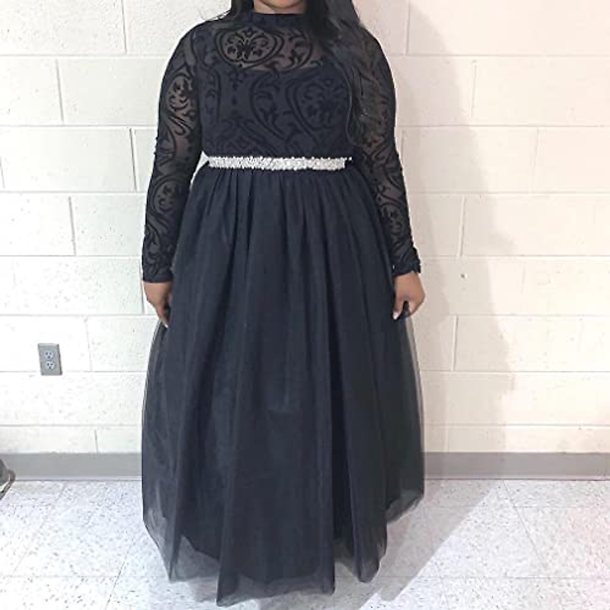 WDPL Women's Long Tutu Tulle Skirt A Line Floor Length Skirts (Black, Medium)