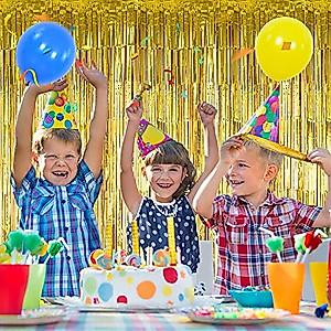 3Pcs Gold Metallic Tinsel Foil Fringe Curtains,3.2ft*8ft Gold Photo Booth Backdrop Streamer,Photo Booth Props,for Party Door Wall Curtains Bachelorette Birthday, Christmas,New Year Decorations