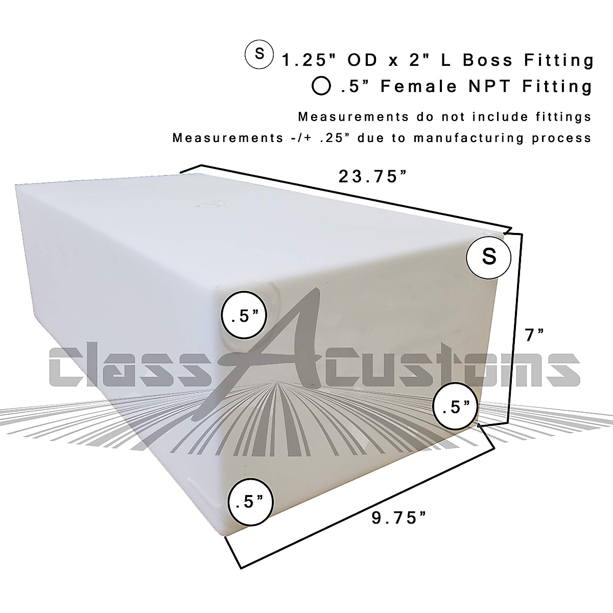 Class A Customs | Spouted 7 Gallon RV Concession Fresh and Gray Water Holding Tank | T-0700-SP