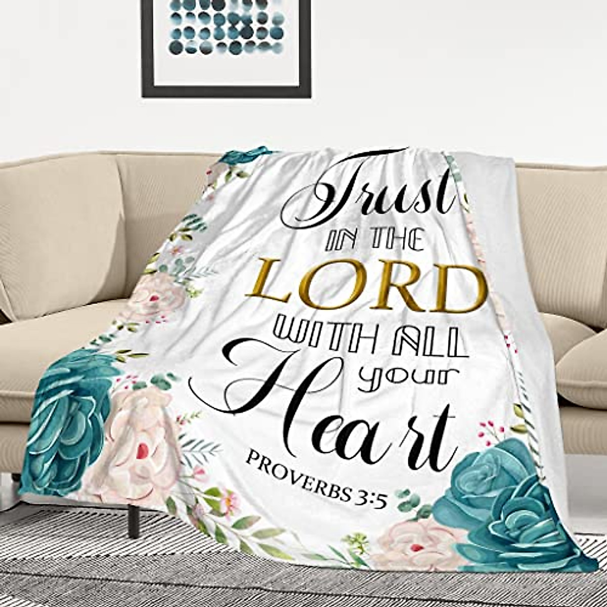 Christian Gifts for Women Inspirational Religious Blanket Bible Verse Scripture Prayer Throw Blanket Soft Flannel Healing Blanket 50"X40"