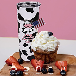Cow Gifts- Cow Print Tumbler- Cute Stainless Steel Insulated 20 Oz Skinny Tumbler with Lid and Straw- Coffee Travel Mug Cup- Cow Stuff Accessories Decor- Birthday Christmas Gifts for Women Teen Girls